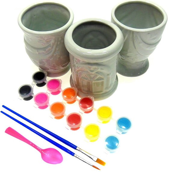 Ceramic Vase And Pen Holder Set 9 PCS - al3aby