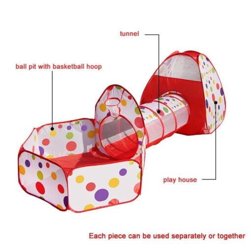 Magic Ball House Tent & Tunnel - 3-in-1 Playhouse Set with 100 Balls ...