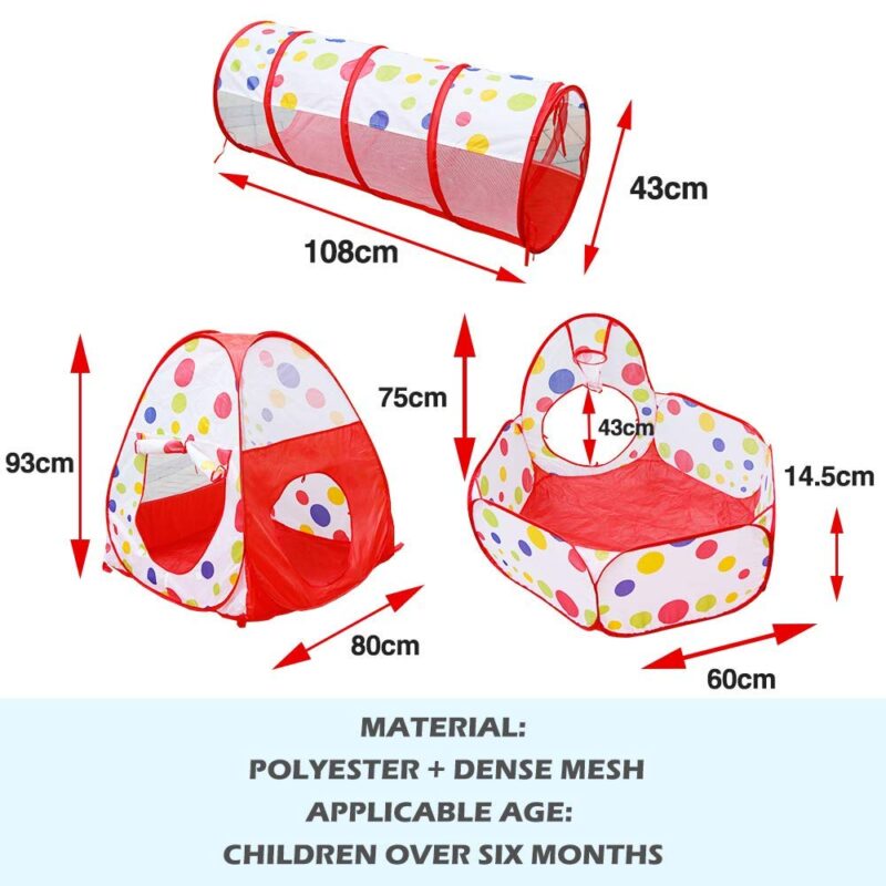 Magic Ball House Tent & Tunnel - 3-in-1 Playhouse Set with 100 Balls ...